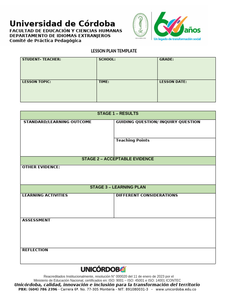 Lesson Plan Template (Tentative) | PDF