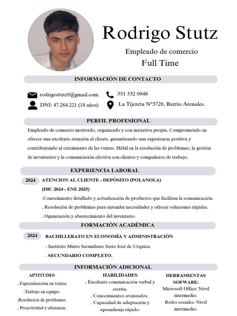 Currículum Rodrigo Stutz PDF | PDF