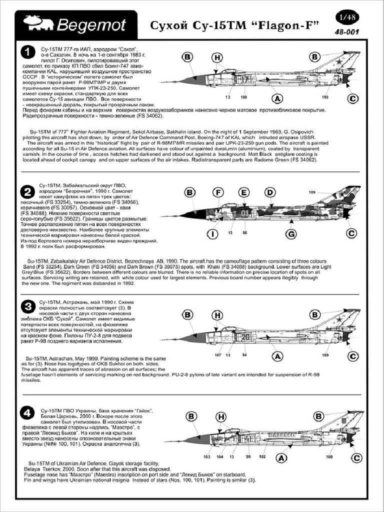 Begemot 48-001 Su-15 decals | PDF