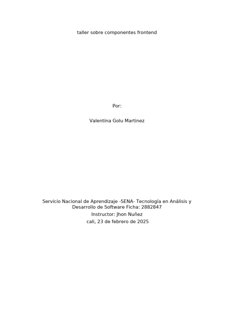 Taller Sobre Componentes Frontend Pdf