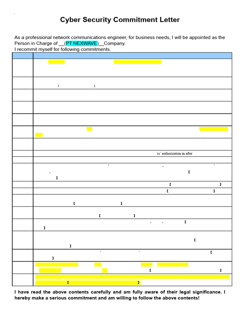Cyber Security Commitment Letter Sign - v1 - PT NexWave - Nama - NIK ...