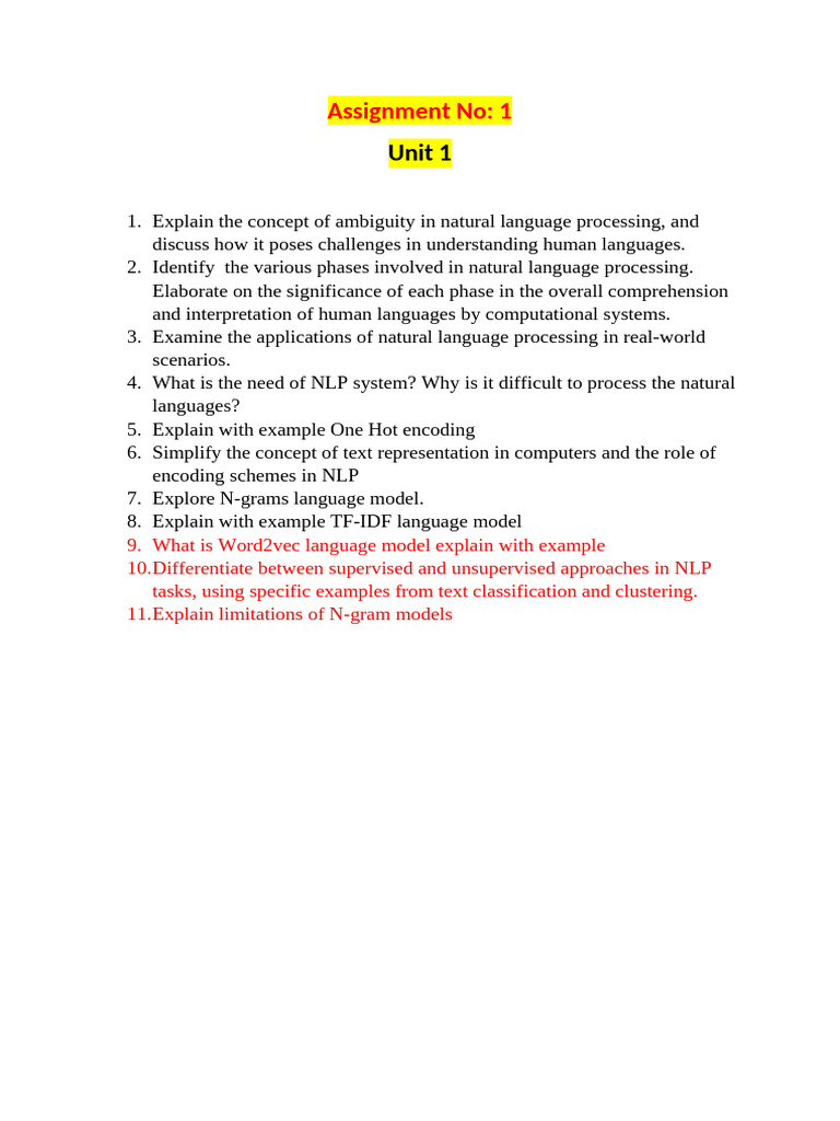 Assignment No 1 - Unit 1 | PDF