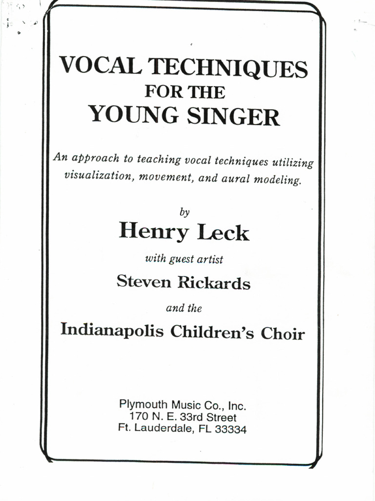 Vocal Techniques for the Young Singer | PDF