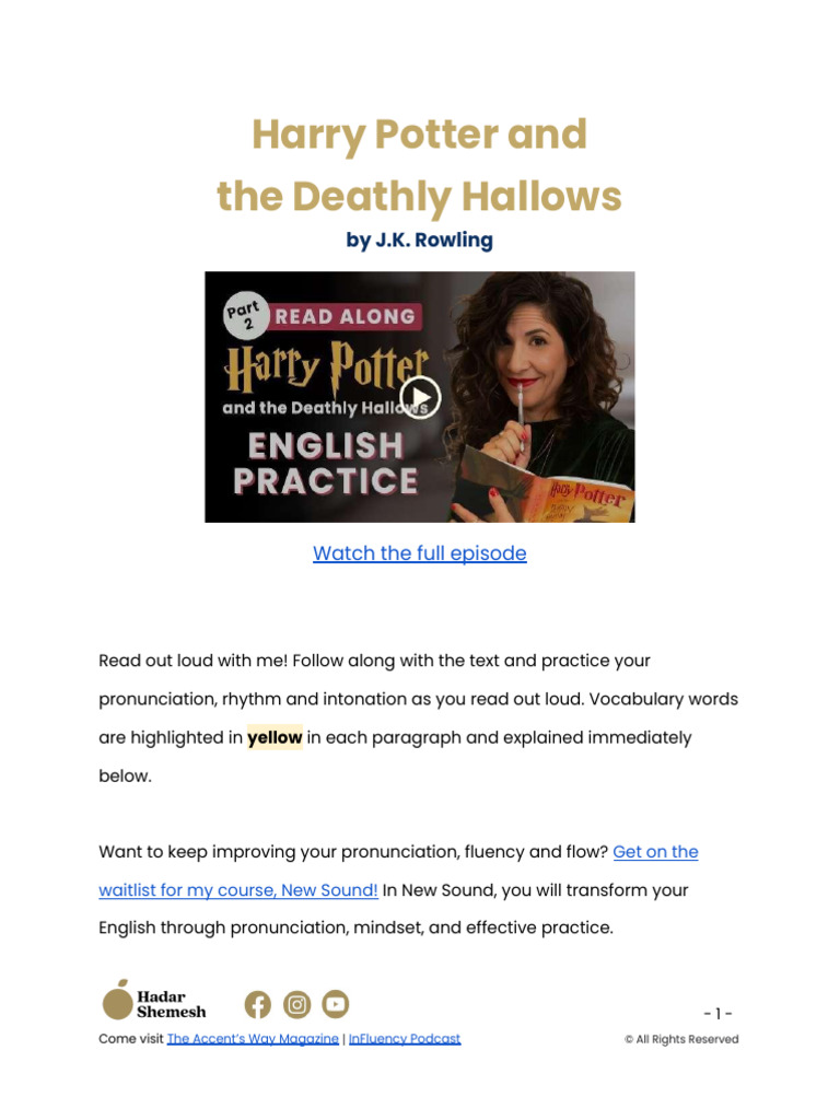 Reading Out-Loud With Harry-Pottert | PDF | Mythography | Harry Potter