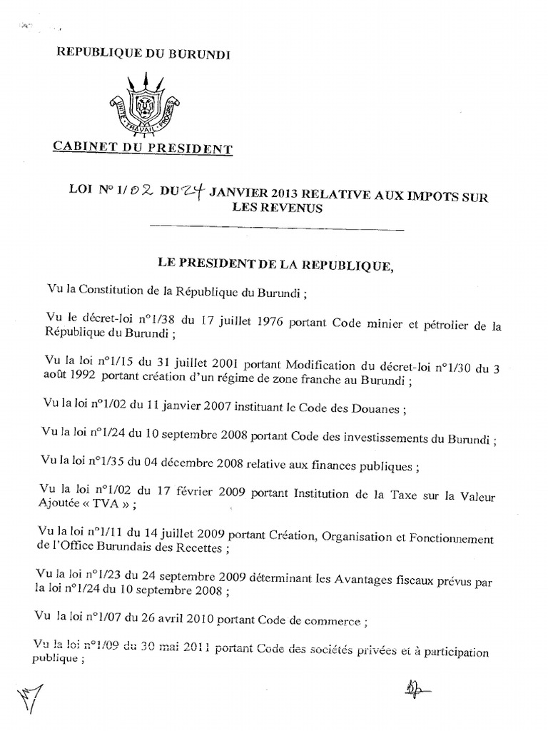 Loi Impots Sur Les Revenus 1-02 Du 24 Janvier 2013 - 2 | PDF