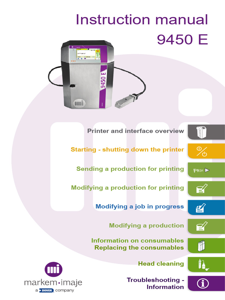 Markem-Imaje 9450 Printer Manual | PDF | Printer (Computing) | Computing