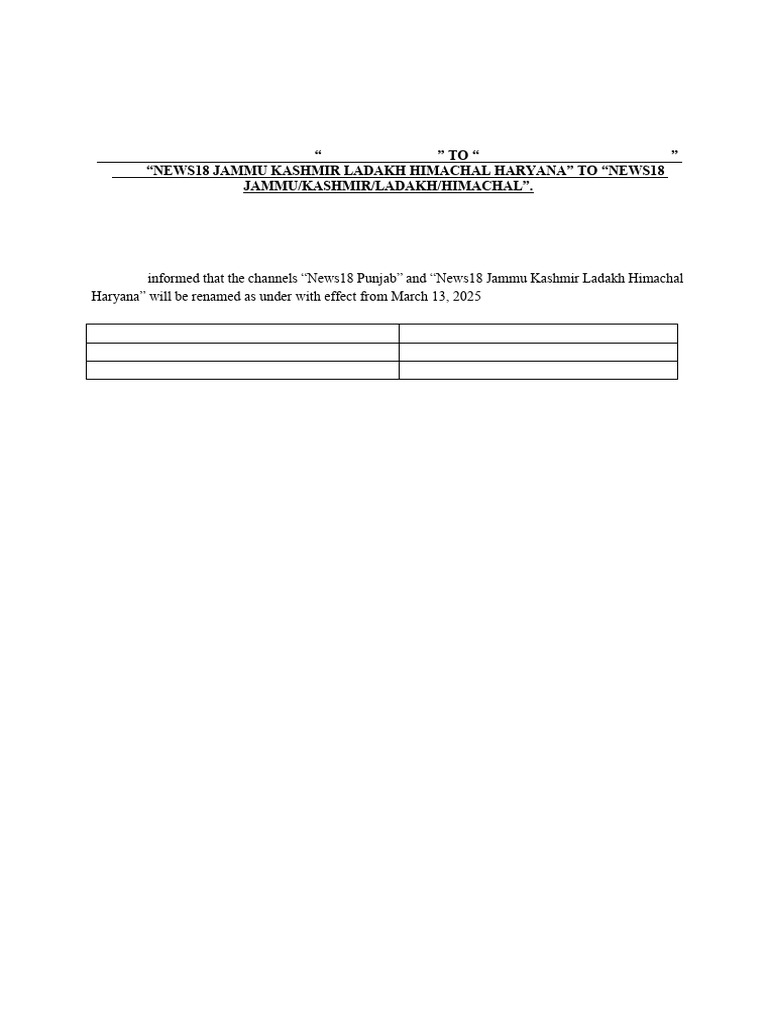 Intimation of Change of Names of Channels | PDF