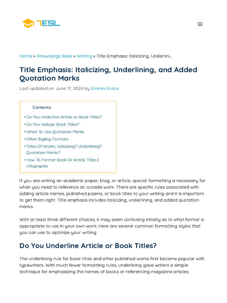 Formatting Article Titles Correctly | PDF | Apa Style | Books