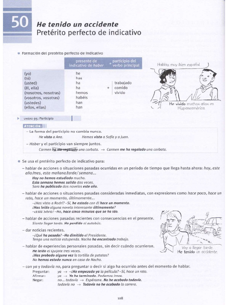 Pretérito perfecto compuesto | PDF