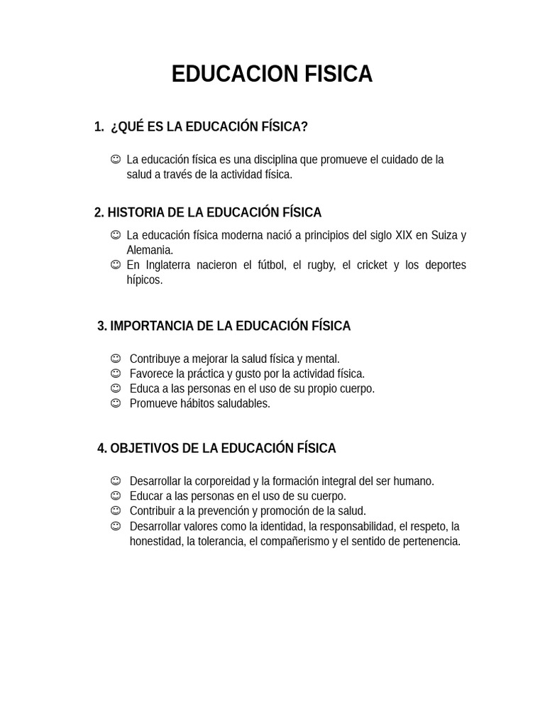 Importancia y Objetivos de la Educación Física | PDF