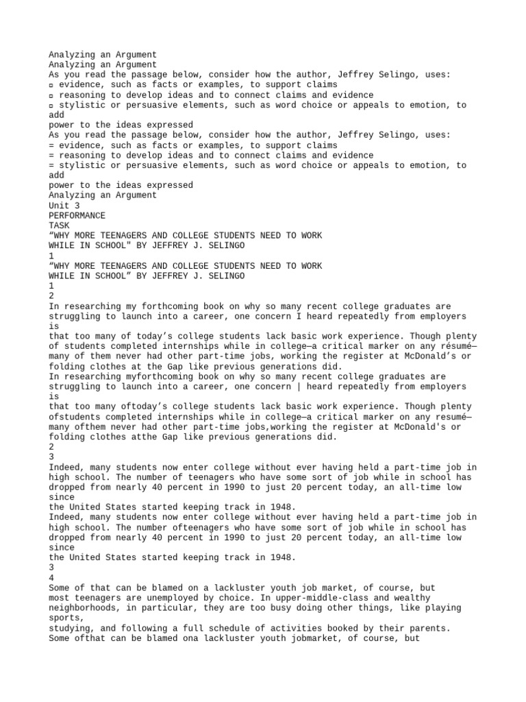 ENG1 SR U3 PerformanceTask Argument | PDF | Argument