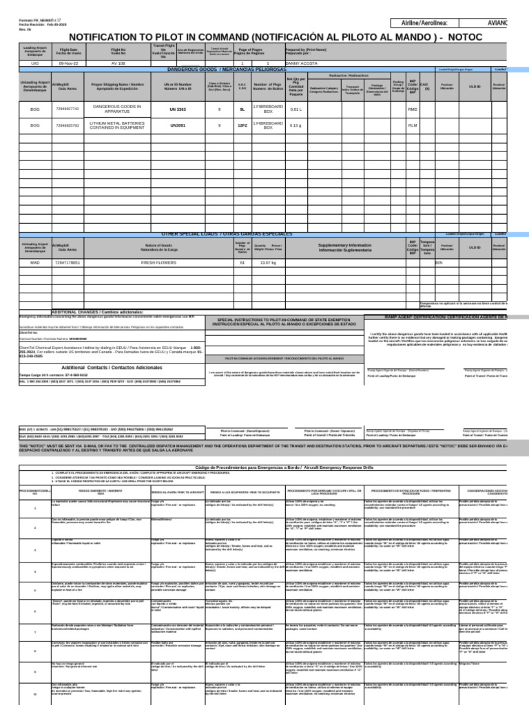 Notoc Av 108 Uio Bog 09nov22 | PDF | Ingeniería de Procesos Químicos ...