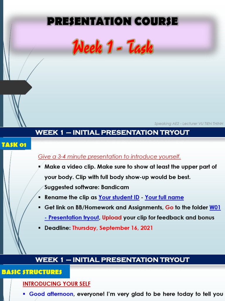 AE2 Speaking 01. Task Guidelines | PDF