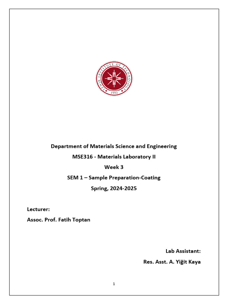SEM Sample Preparation Techniques | PDF | Scanning Electron Microscope | Sputtering