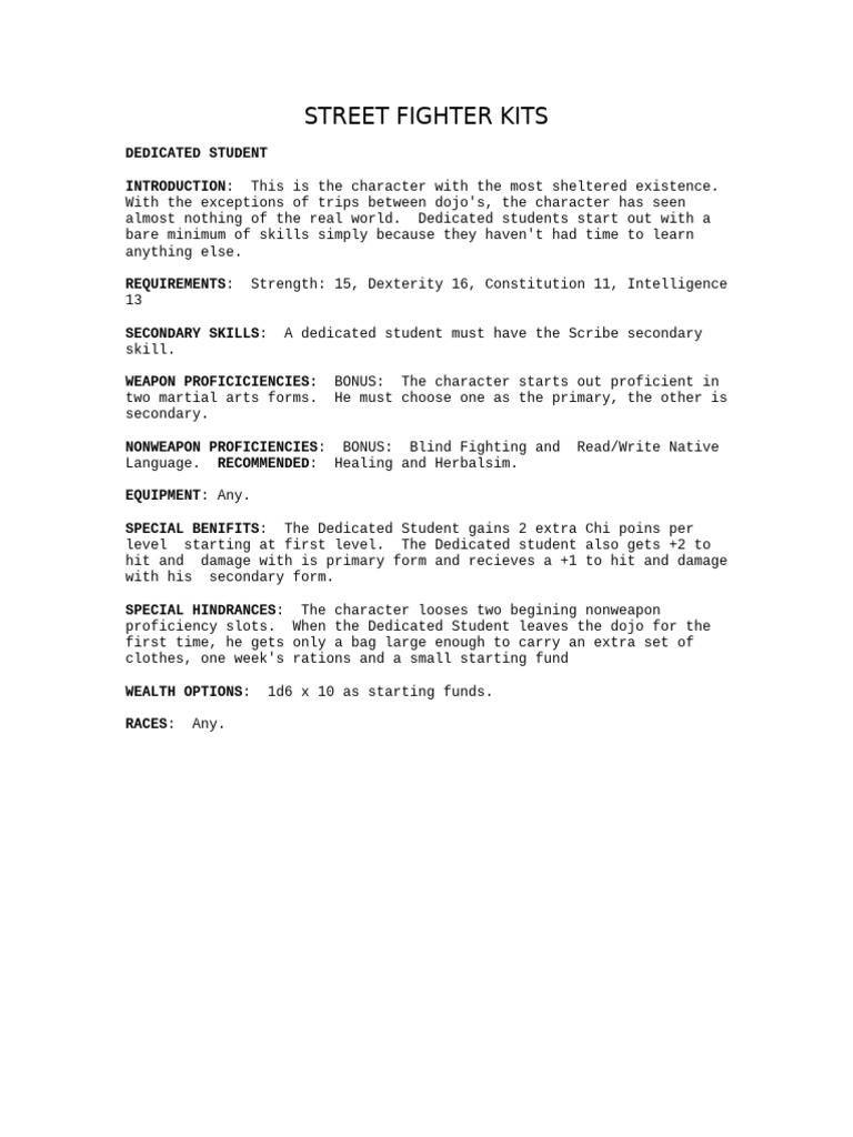 Character Kits - Street Fighter Kits | PDF