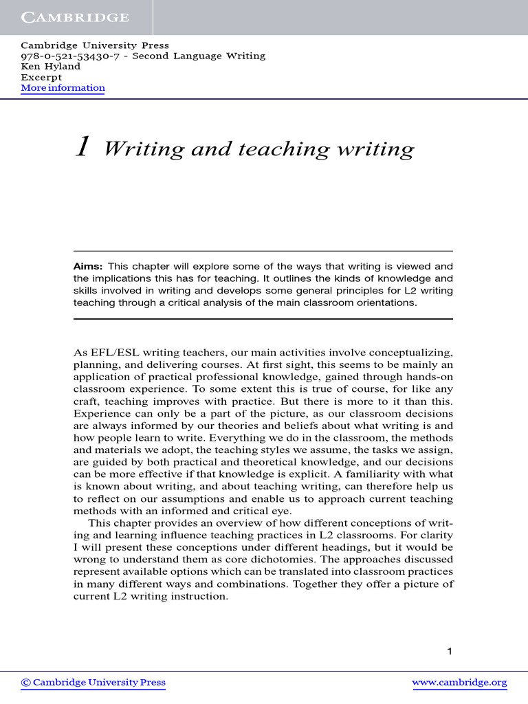 L2 Writing Teaching Approaches Explained | PDF | Second Language ...