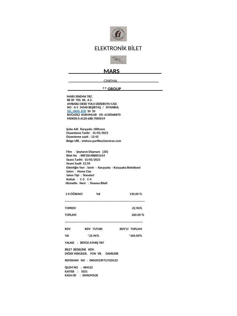Elektronik Bilet: Group | PDF