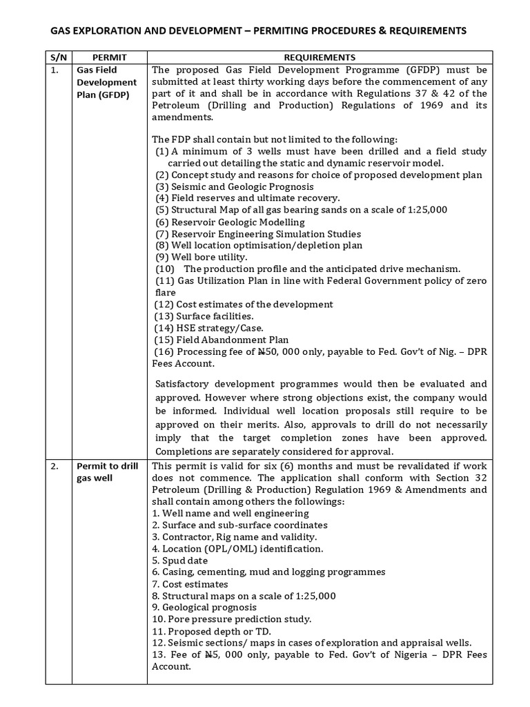 Gas Exploration and Development Permitting Requirements | PDF ...