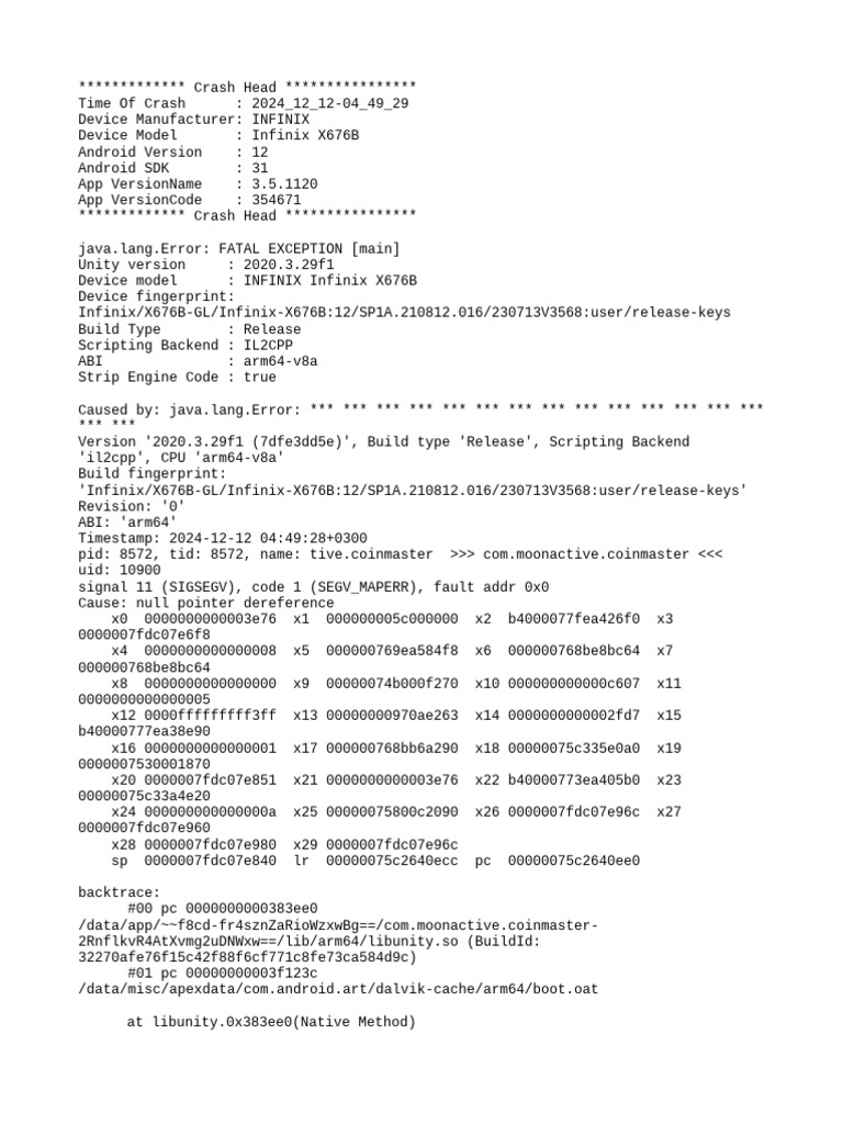 Infinix X676B Crash Report Analysis | PDF