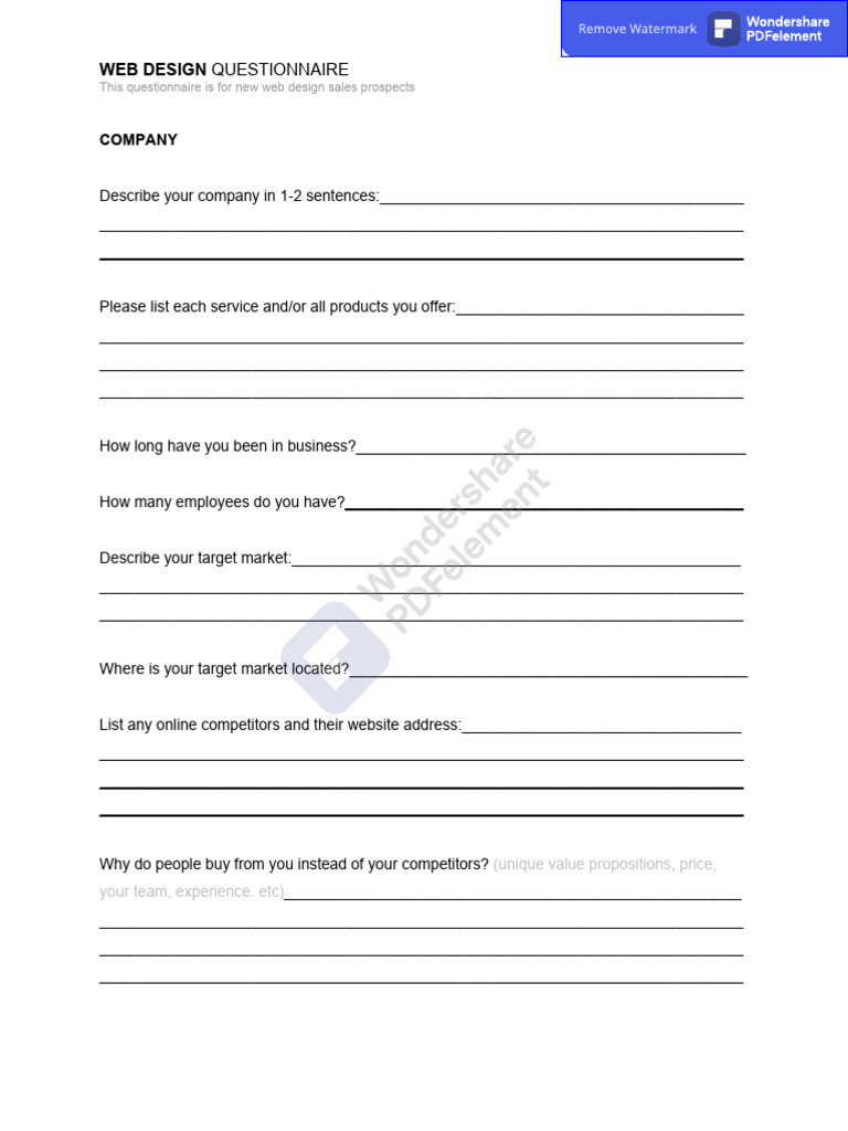 Web Design Questionnaire for Prospects | PDF | Search Engine ...
