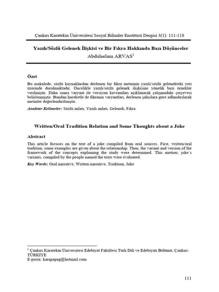 Yazili_Sozlu_Gelenek_Iliskisi_ve_Bir_Fik | PDF
