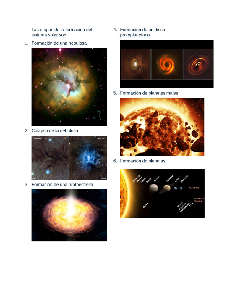 Las etapas de la formación del sistema solar son (1) | PDF