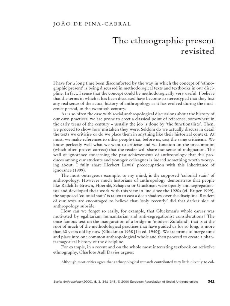 ethnographic present revisited | PDF | Ethnography | Anthropology