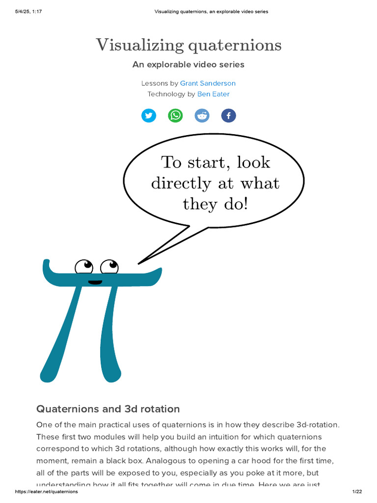 quaternions | PDF | Multiplication | Complex Number
