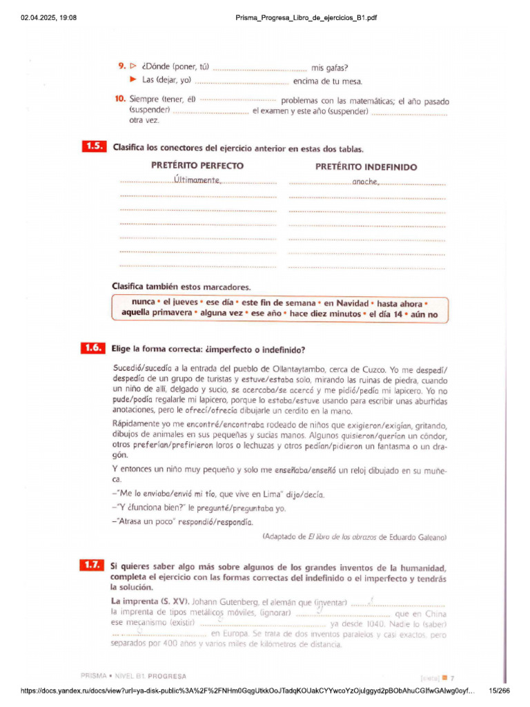 Imperfecto Vs Indefinido | PDF