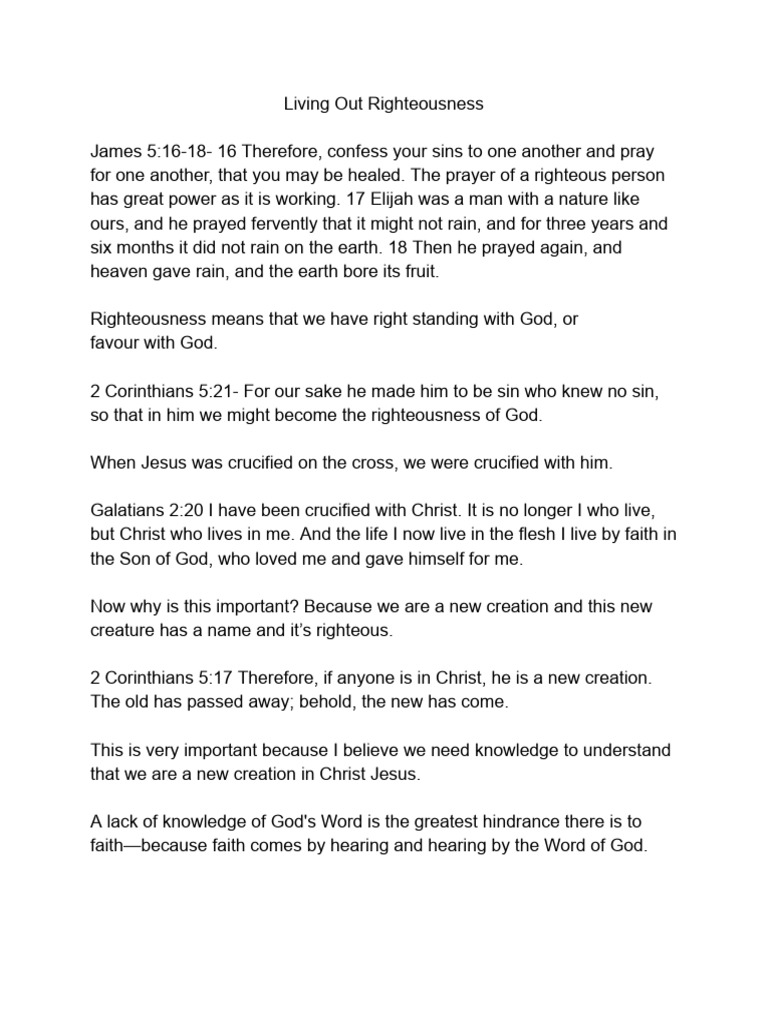 Understanding Righteousness in Christ | PDF | Jesus | Prayer