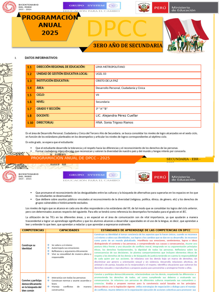 Programacion Anual DPCC 3° - 2025 | PDF | La sexualidad humana | Las emociones