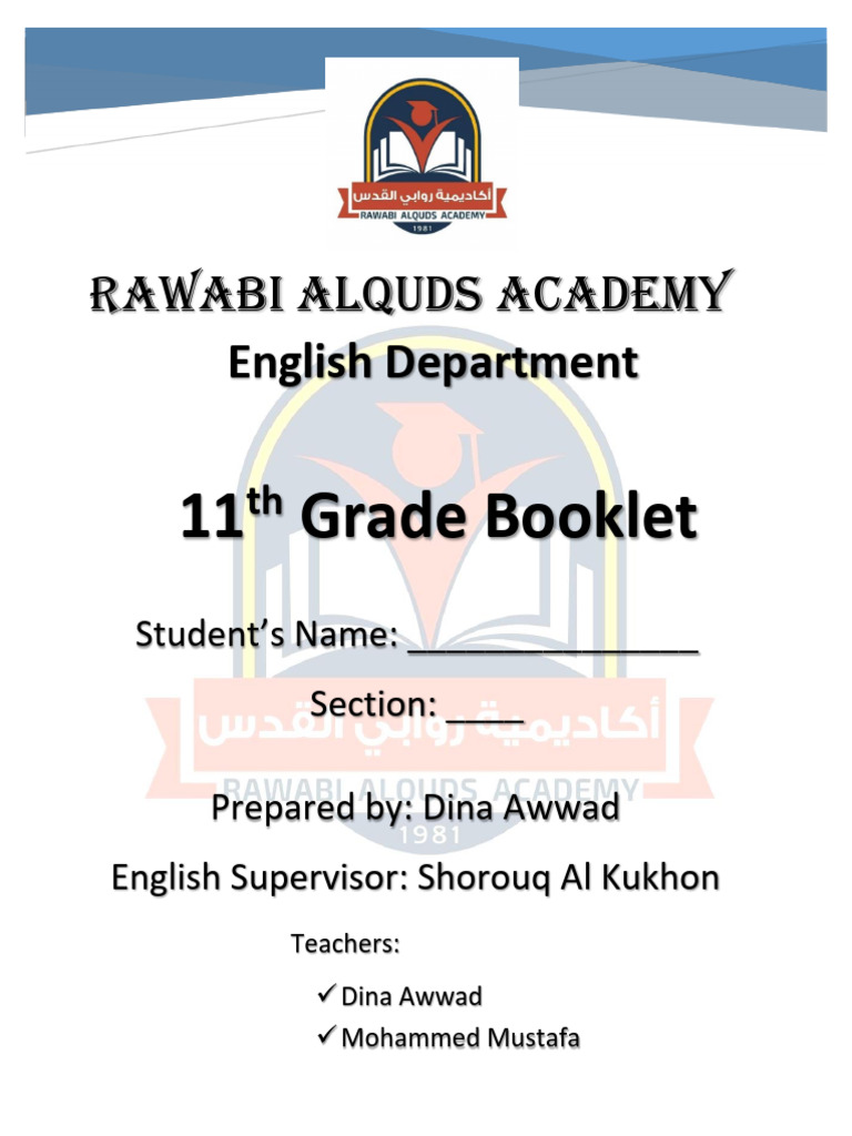 11th Grade English Booklet - Rawabi Academy | PDF | Academic Degree ...