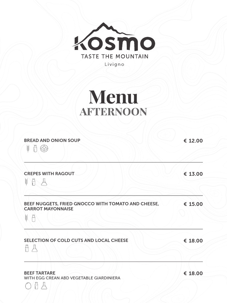 Kosmo Restaurant Menu Highlights | PDF