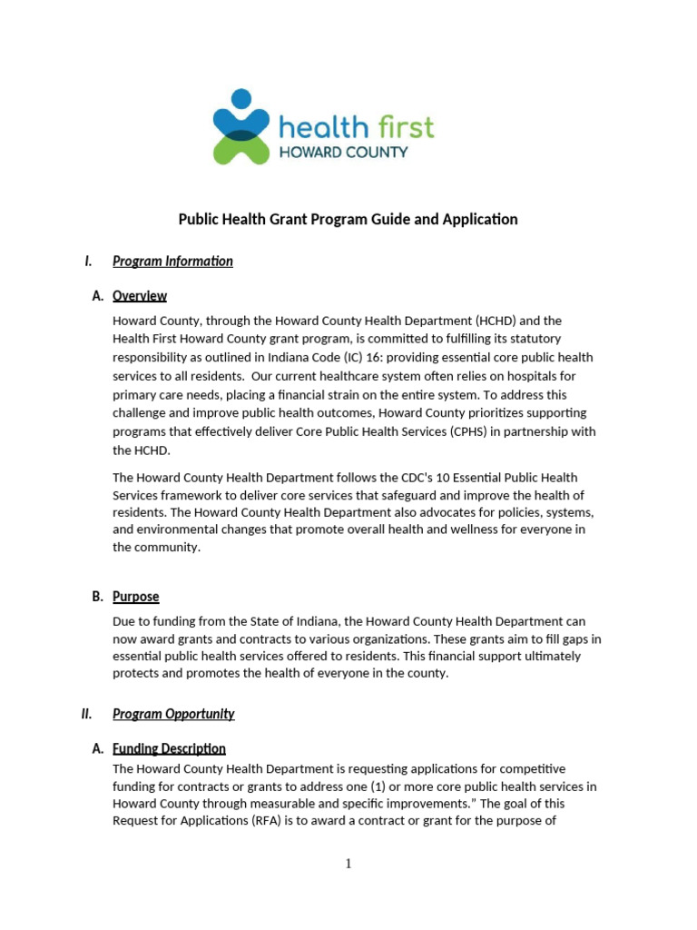 Howard County HFI Grant and Budget Application | PDF | Public Health ...