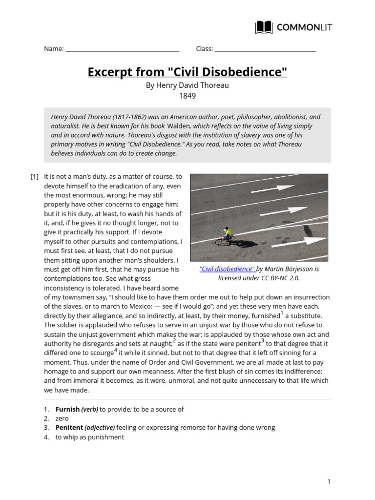 Excerpt_from__quot_Civil_Disobedience_quot_-student_copy | PDF | Civil ...