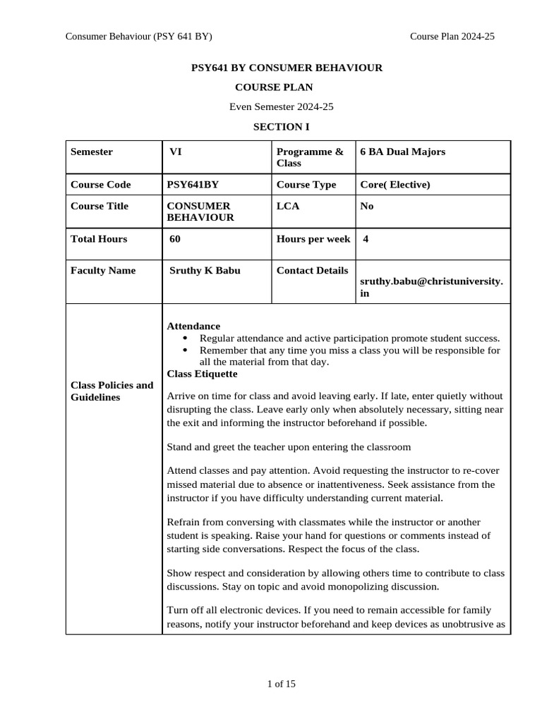 Consumer Behaviour Psy641by | PDF | Behavior | Consumer Behaviour