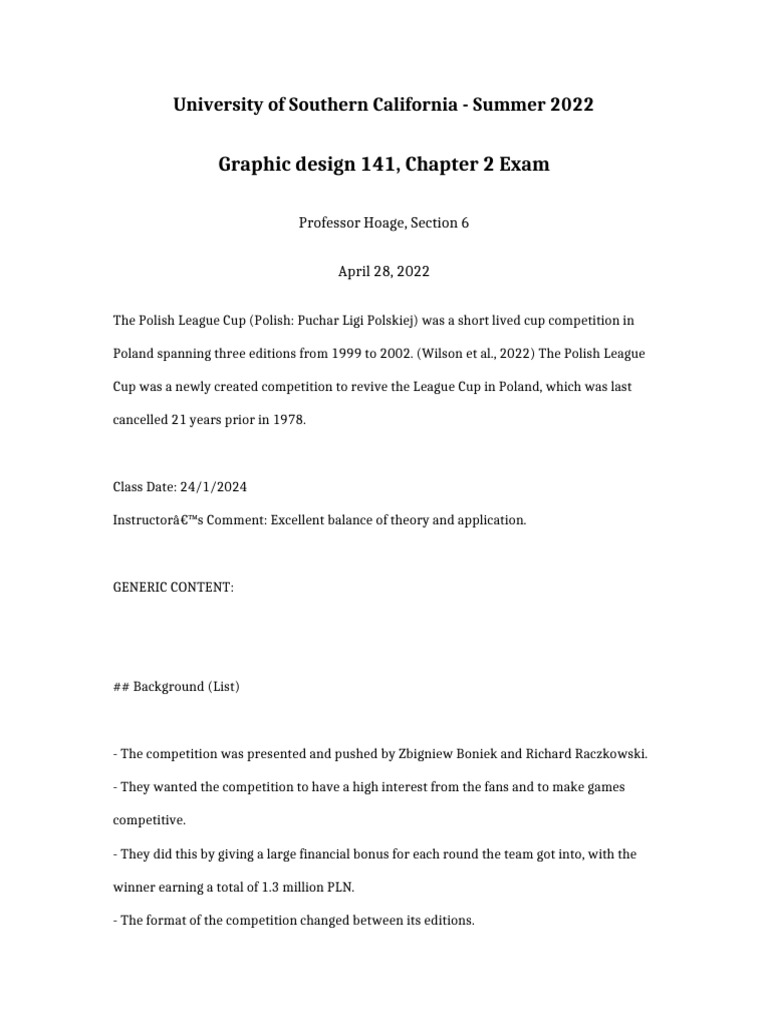 Graphic Design 141 Chapter 2 Exam | PDF | Association Football | Sports ...