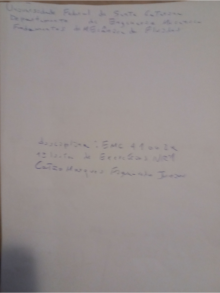 1 Lista de Exercícios Mec Flu | PDF