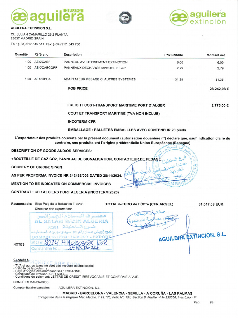Dossier Domicilié Aguilera SHINA & GNL | PDF