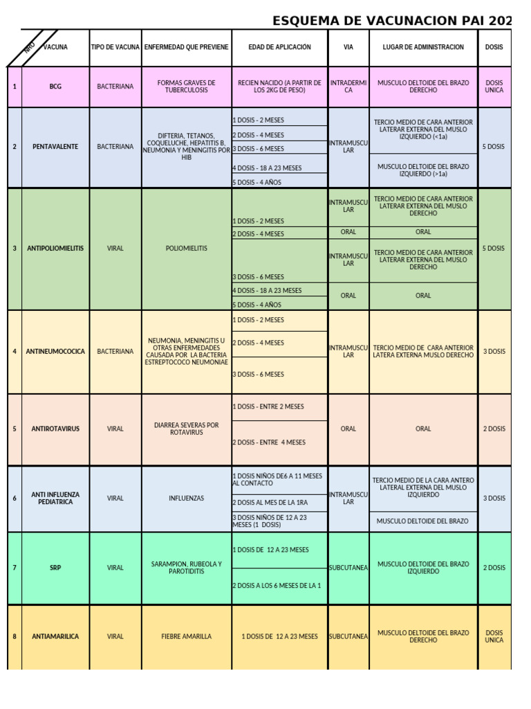 Esquema Pai Completo | PDF | Vacunas | Sarampión