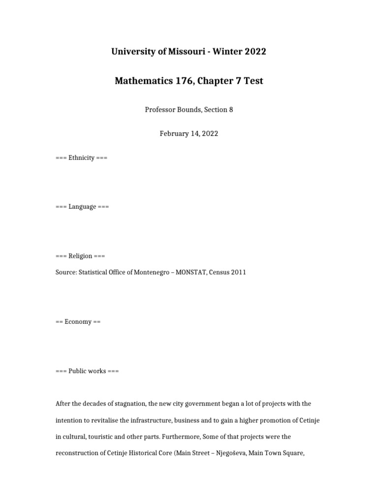 Mathematics 176 Chapter 7 Test | PDF