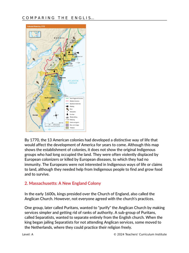 Lesson 2.1 Comparing Colonies Reading | PDF | Slavery | Colonial United ...