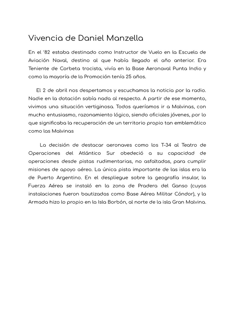 Vivencia de Daniel Manzella | PDF