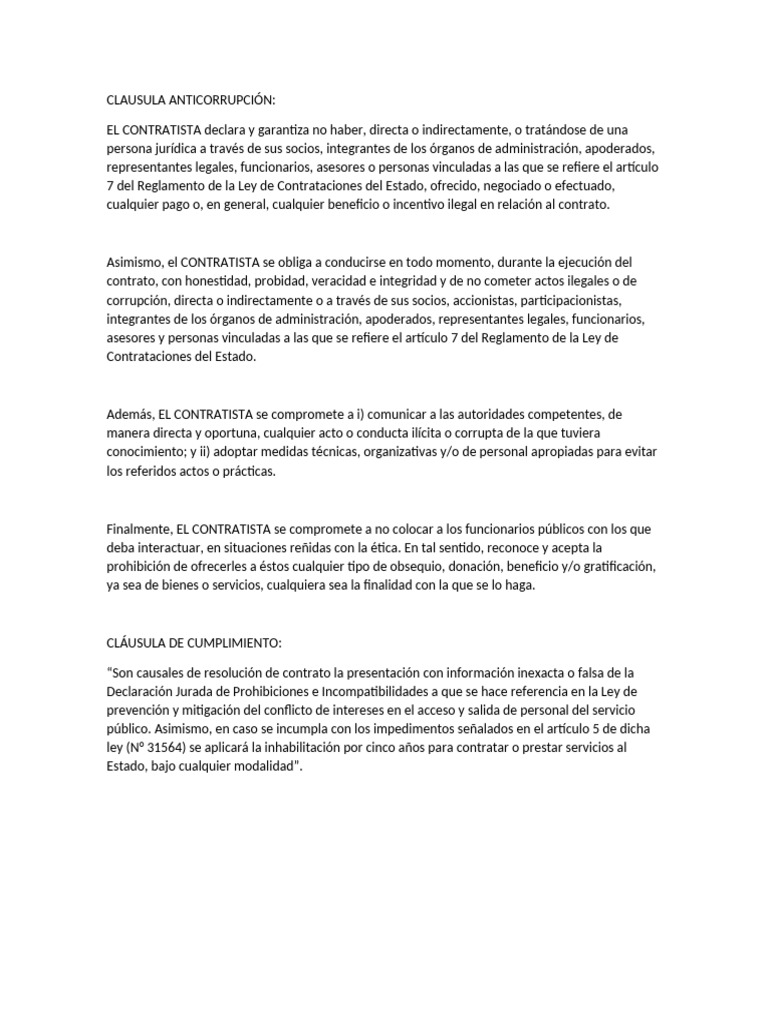 Clausula Anticorrupción | PDF
