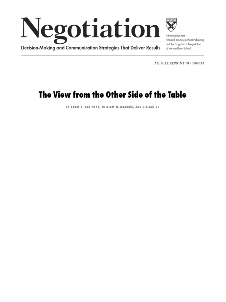 Galinsky Maddux Ku - The View From The Other Side of The Table | PDF ...