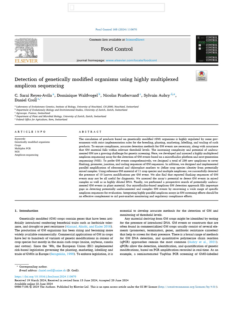 Detection of Genetically Modified Organisms Using Highly Multi - 2024 - Food Con | PDF | Genetic ...