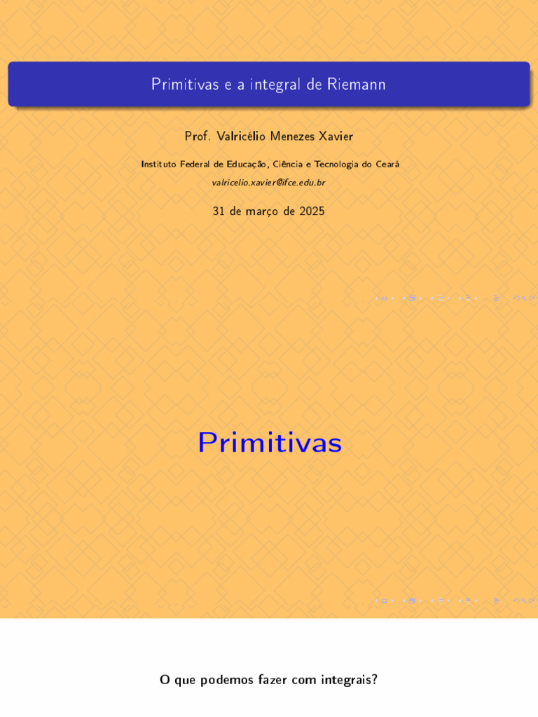 Primitivas e A Integral de Riemann | PDF | Integrante | Derivado