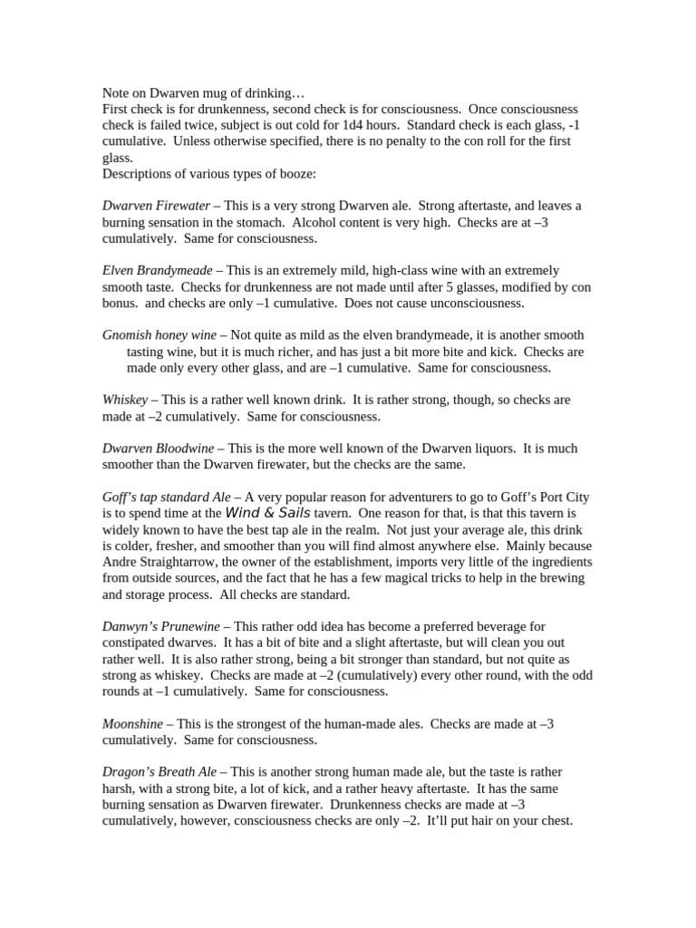 Magic Items - Note On Dwarven Mug of Drinking | PDF | Alcoholic ...