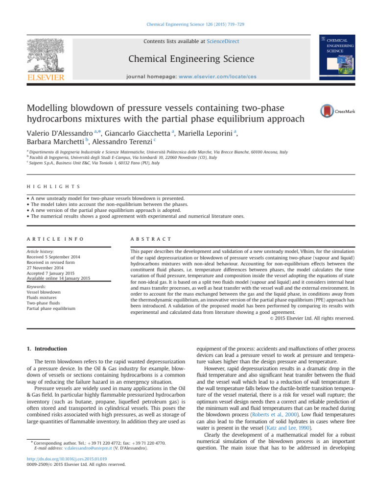 Modelling Blowdown of Pressure Vessels Containing Two-Phase ...