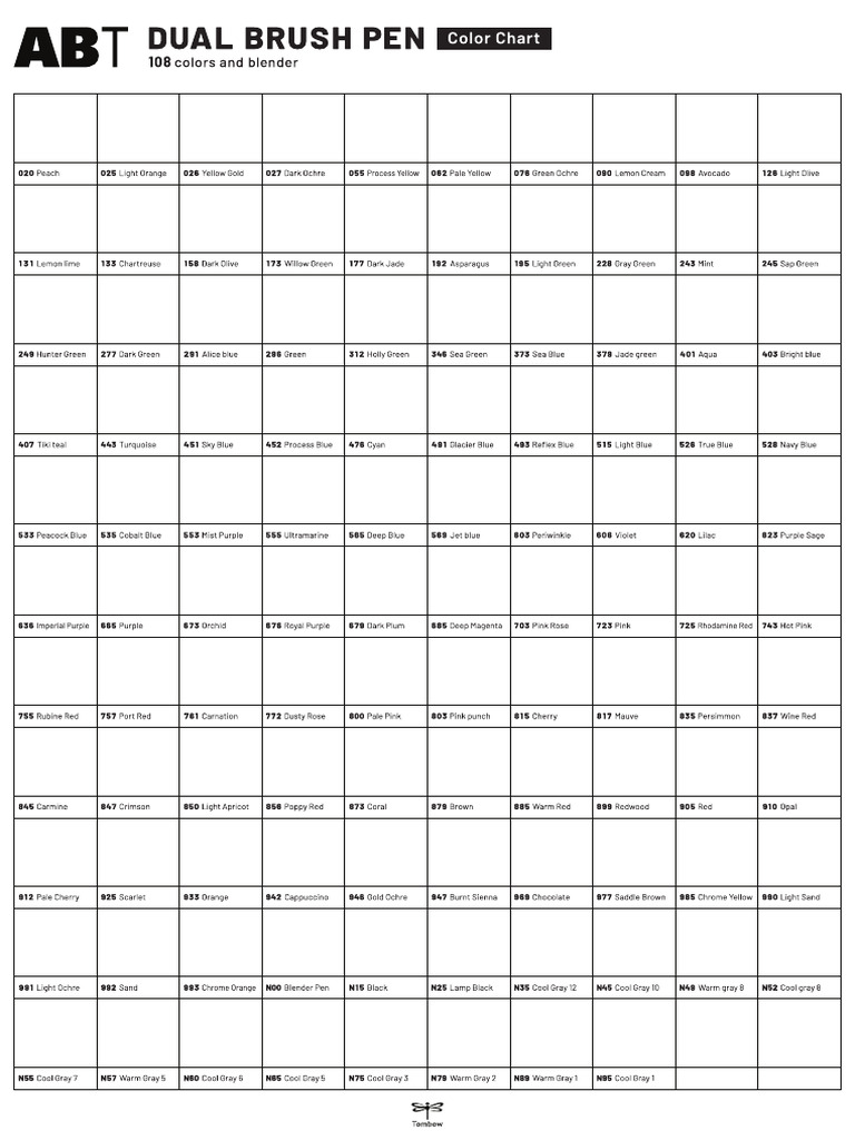 Tombow Abt Colorchartsheet | PDF
